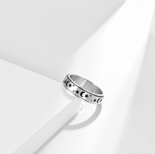 Stars and Moon Rotatable Titanium Steel Ring Ring Romantic Engagement Marriage Proposal