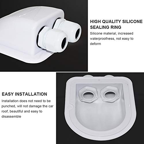 Solar Double Cable Entry Gland,for All Cable Types from 6mm to 12mm Waterproof Double Cable Entry Housing Suitable for RV Boats and Vehicles White