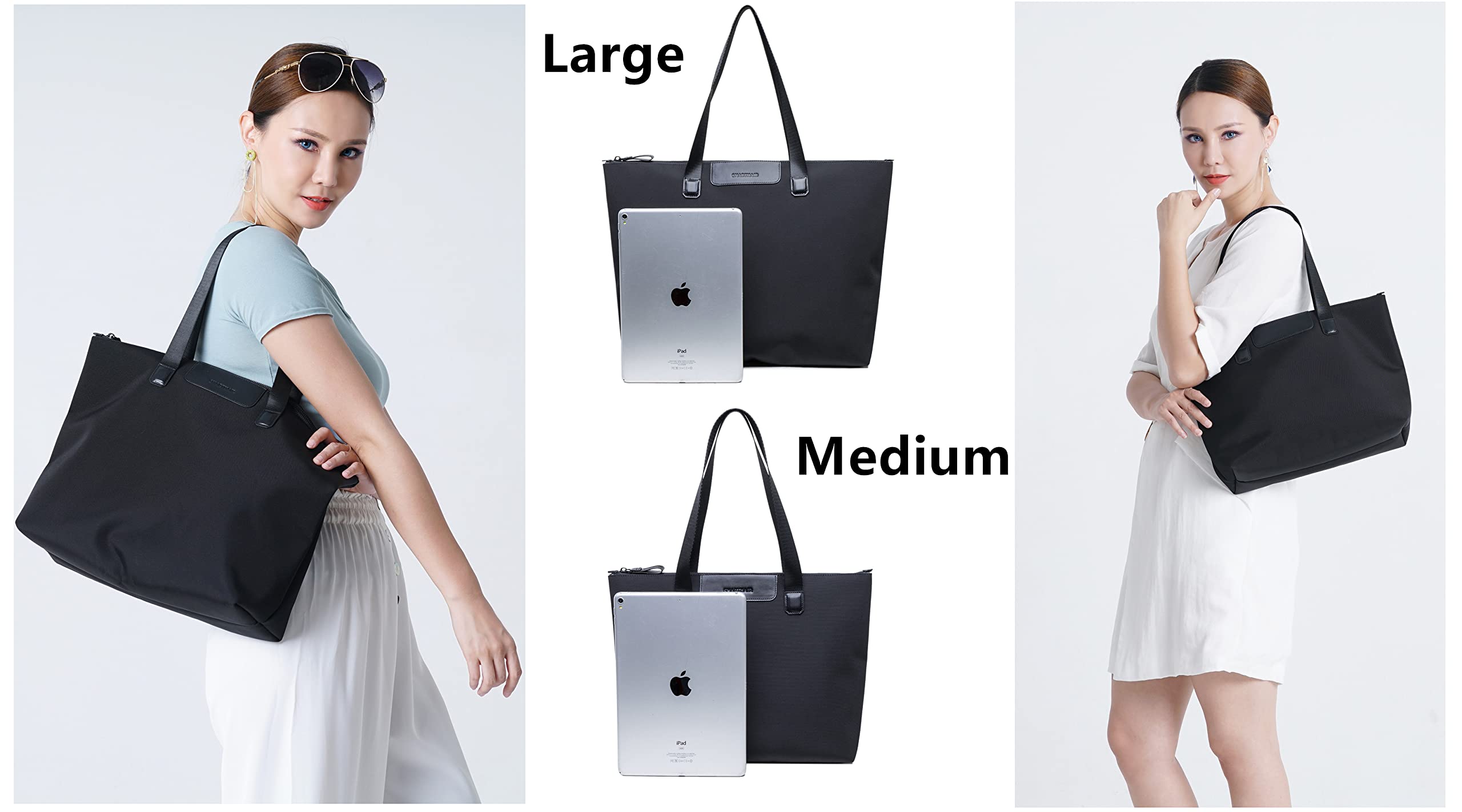 SMARTHAIR Womens Shoulder Bag Nylon Top Handle Satchel Handbag Tote Purse,Black,M,TA21