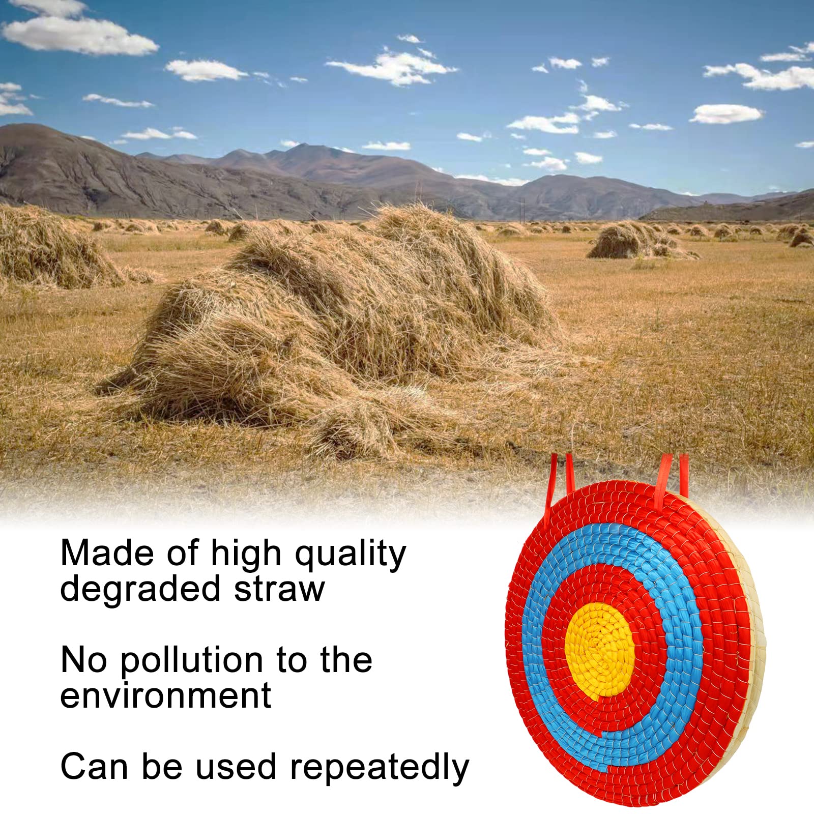 VHIONER Archery Targets for Backyard, Traditional Handmade Solid Straw Archery Target 3 Layer 20 Inch