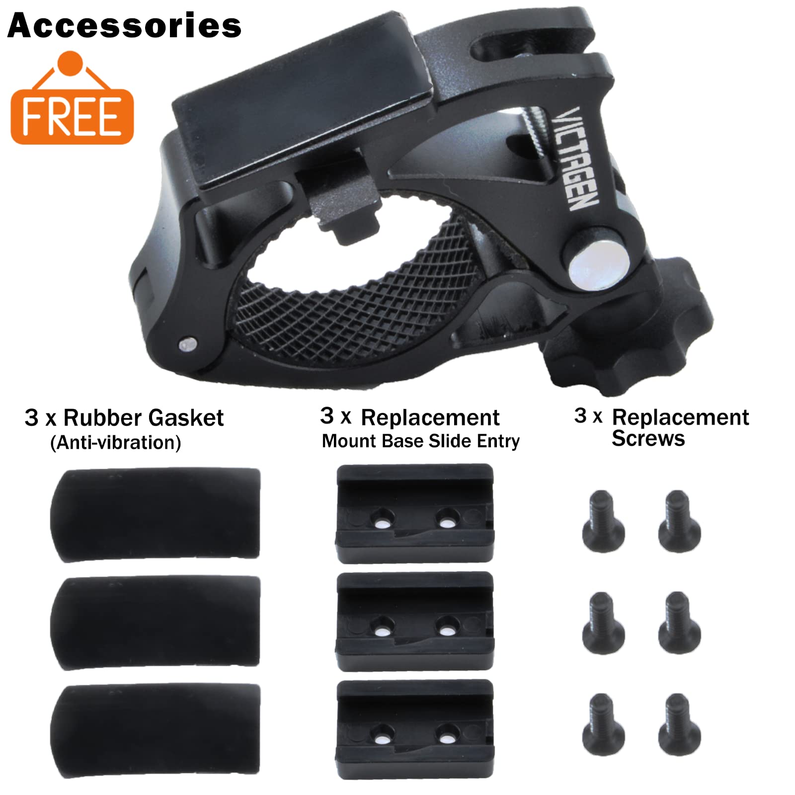 Replacement Bike Mount for Bike Light, Bike Lights Aluminum Mount, Universal Bike Headlight Bracket, Bicycle Light Holder, Easy to Install without Tools, for 22-33 Handlebar (1 PACK)
