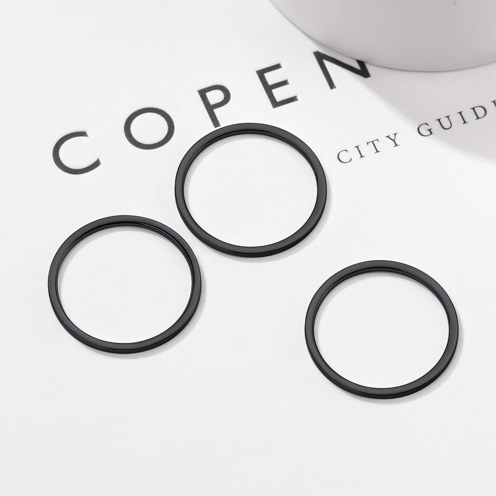 Stacking Rings Size 6 Women Statement Ring Thin Bands Set Midi Finger Knuckle Rings Black