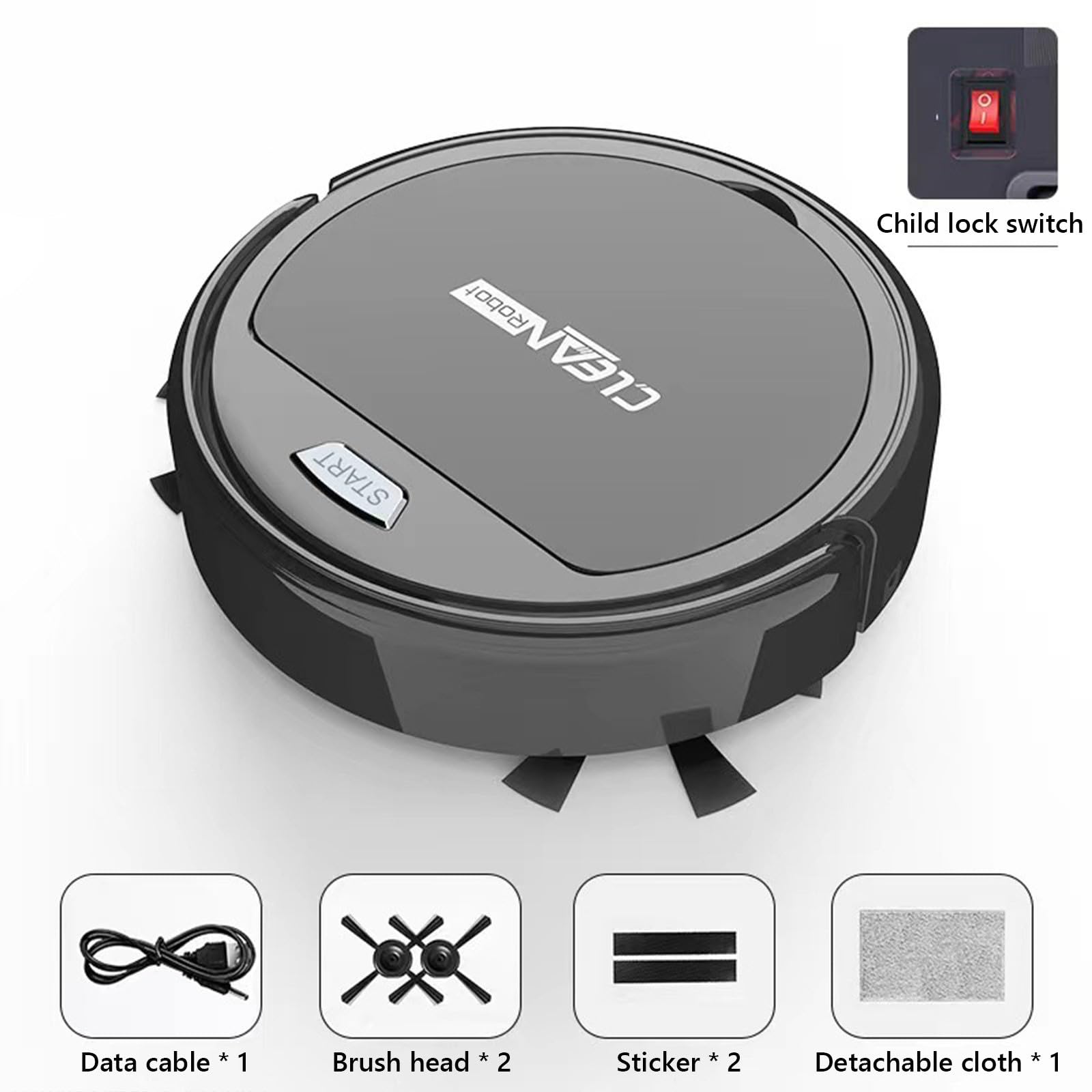 Robot Vacuum and Mop, 3 in 1 Robotic Vacuum Cleaner with Watertank/Dustbin/Brush, Blocked by Hair, Self-Emptying, Reactive Tech Obstacle Avoidance, Ideal for Hard Floor