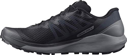Salomon Sense Ride 4 Trail Running Shoes for Men, Black/Quiet Shade/Ebony, 12