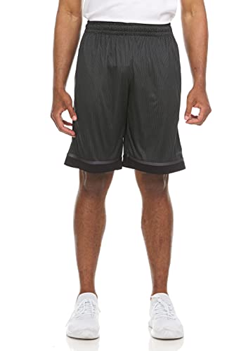 Spalding Mens Legendary Performance Basketball Short, 10" Inseam, Black/Gravel, L