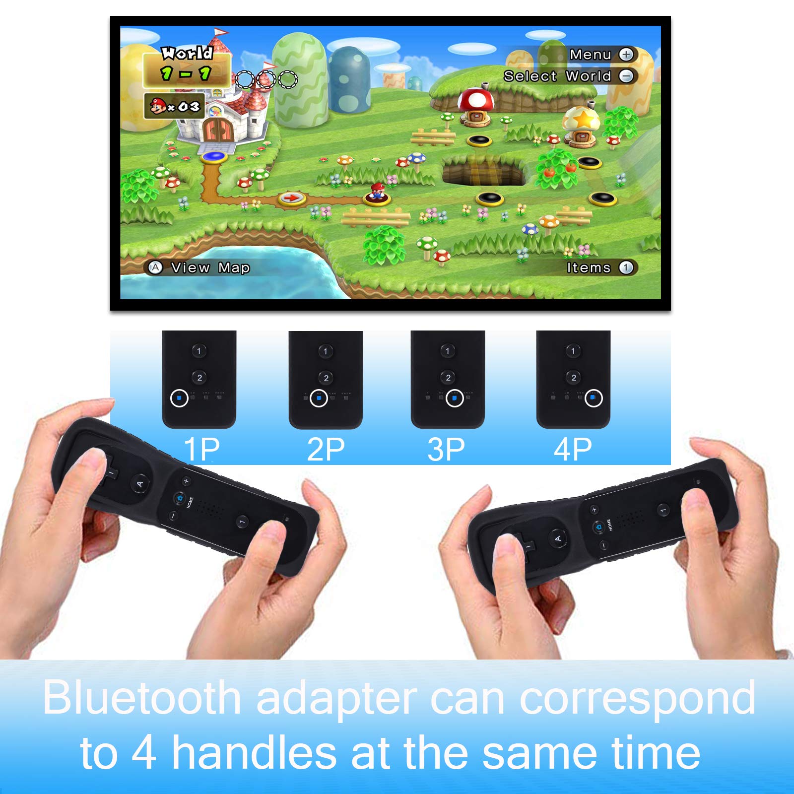 SogYupk 2 Pack Black Wireless Controller, A Replacement for Wii Remote Controller, Compatible with Wii/Wii u Console, with Silicone Case and Non-Slip Wrist Strap (2 Black)