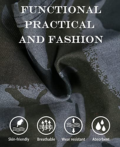 zeetoo Mens Relaxed-Fit Cargo Pants Multi Pocket Military Camo Combat Work Pants #03 Black 38