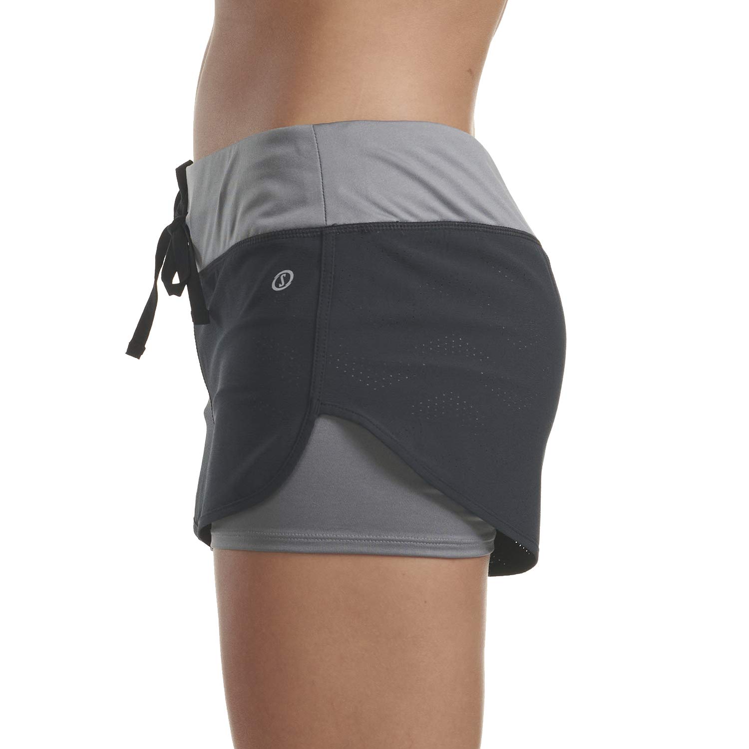 Spalding Women's Active Mesh Overlay Running Short, Regular and Plus Size, Black, 3X