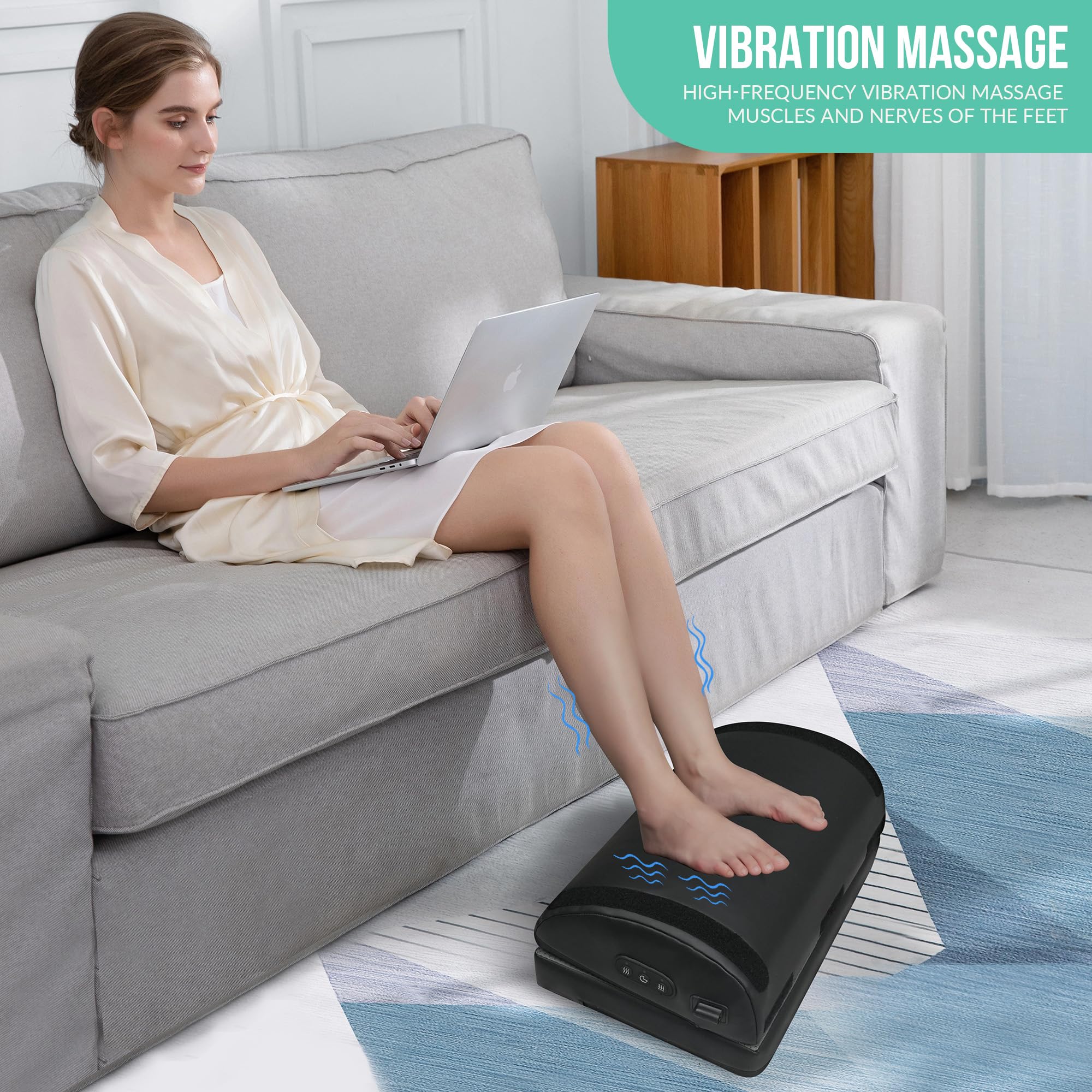 Snailax Foot Rest Under Desk at Work, Heated Under Desk Footrest with Double Layer Adjustable Height, Feet Warmer with Vibration Massage, Ergonomic Gaming Home Footstool for Lumbar Back Knee Pain