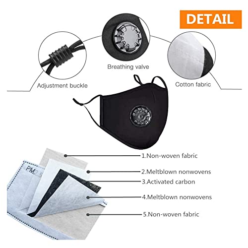 Reusable and Breathable Face Bandanas with Breathing Valve & 20pcs Activated Carbon Filters (4pcs+20filters)