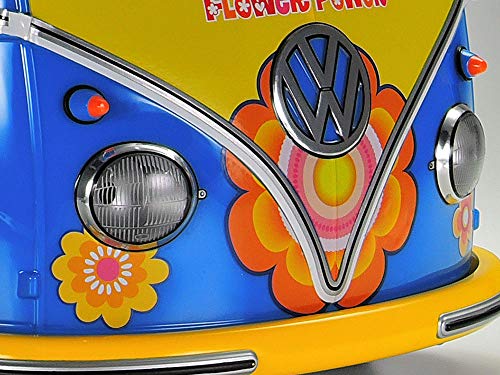Tamiya 47453 Volkswagen 1:10 VW Bus Type 2 T1 Flower Paint, Remote Controlled Car, RC Vehicle, Building, Assembly Kit Model