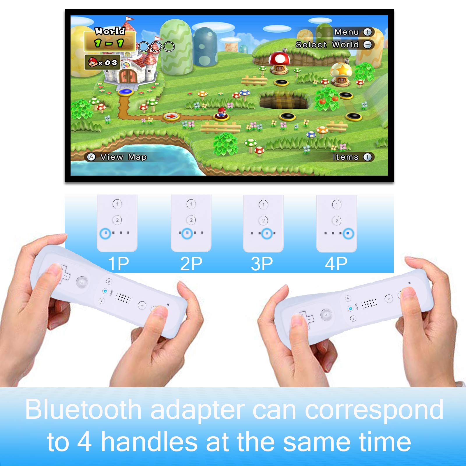 SogYupk 2 Pack White Wireless Controller, A Replacement for Wii Remote Controller, Compatible with Wii/Wii u Console, with Silicone Case and Non-Slip Wrist Strap (2 White)