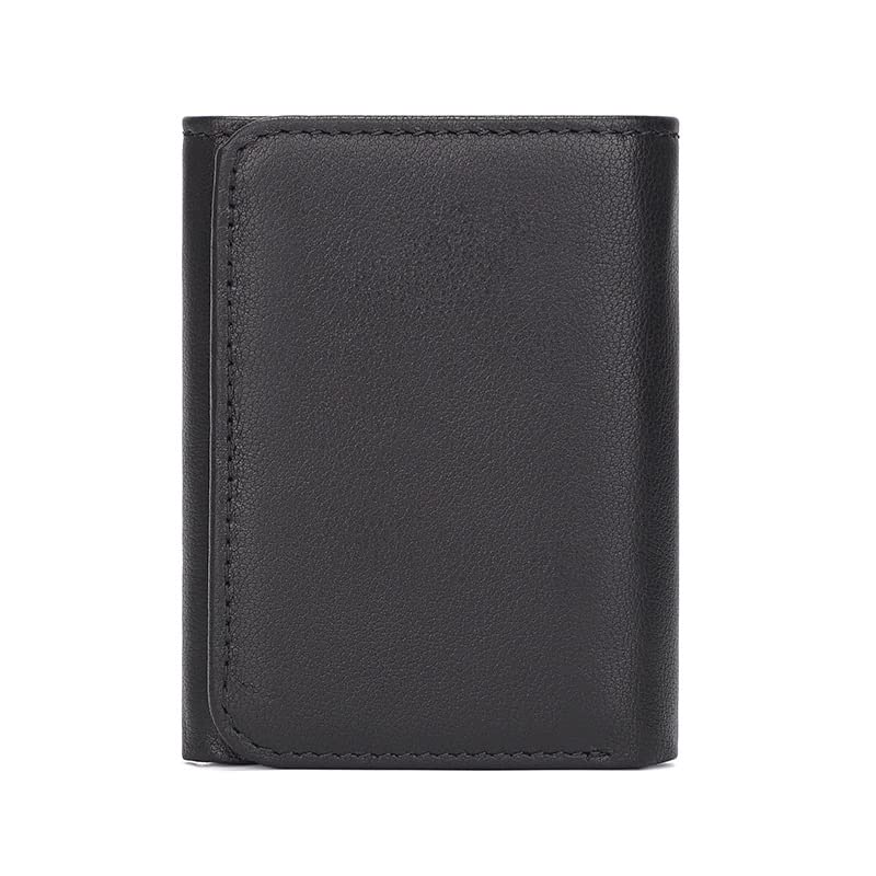 XIXIDIAN Fashion Men's Coin Purse Wallet RFID Blocking Man Leather Wallet,Genuine Leather Slim Trifold with ID Window (Color : Black, Size : 11 * 8CM)