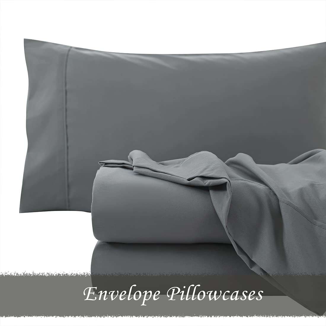 UNILIBRA Queen Bed Sheet Set,6 Pieces Super Soft Brushed Microfiber Sheets Set for Queen Size Bed, Luxury 1800 Thread Count, 16 Inches Deep Pockets, Wrinkle & Fade & Stain Resistant Grey Sheet Sets