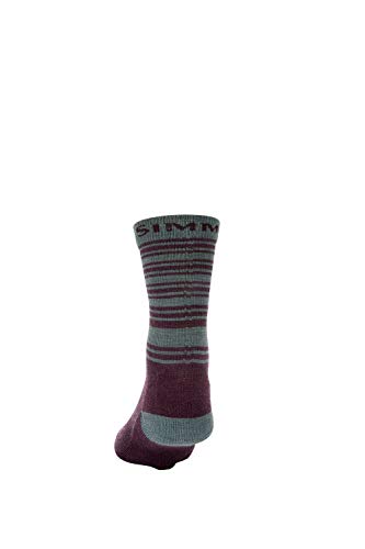 Simms Women's Merino Wool Lightweight Hiker Sock - Mid-Calf Wool Sock for Women, Large, Garnet