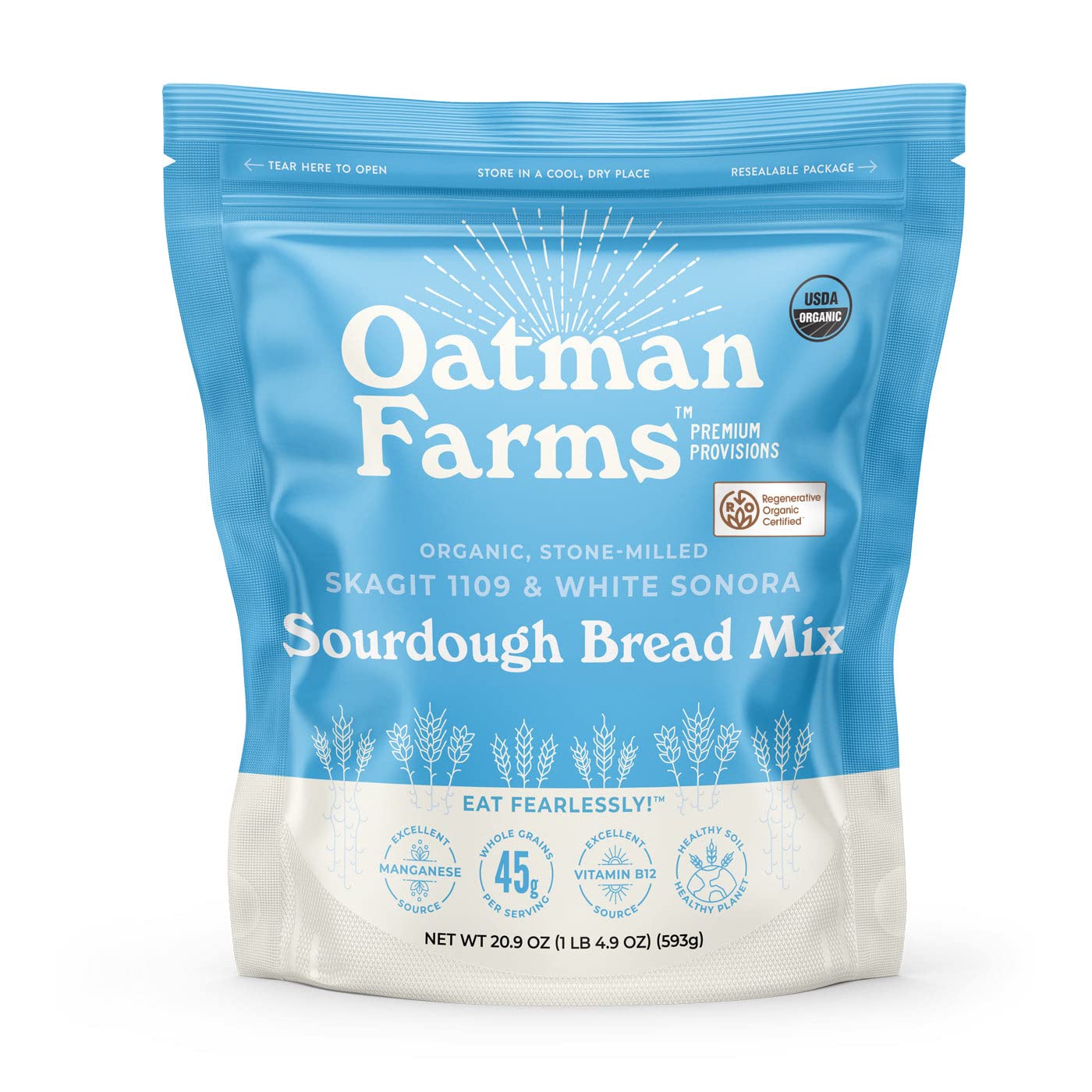 Organic Sourdough Bread & Pancake Mix - Regenerative Organic Certified Skagit 1109 & White Sonora Sourdough & Classic Buttermilk - Whole Wheat Bread Mix & Whole Wheat