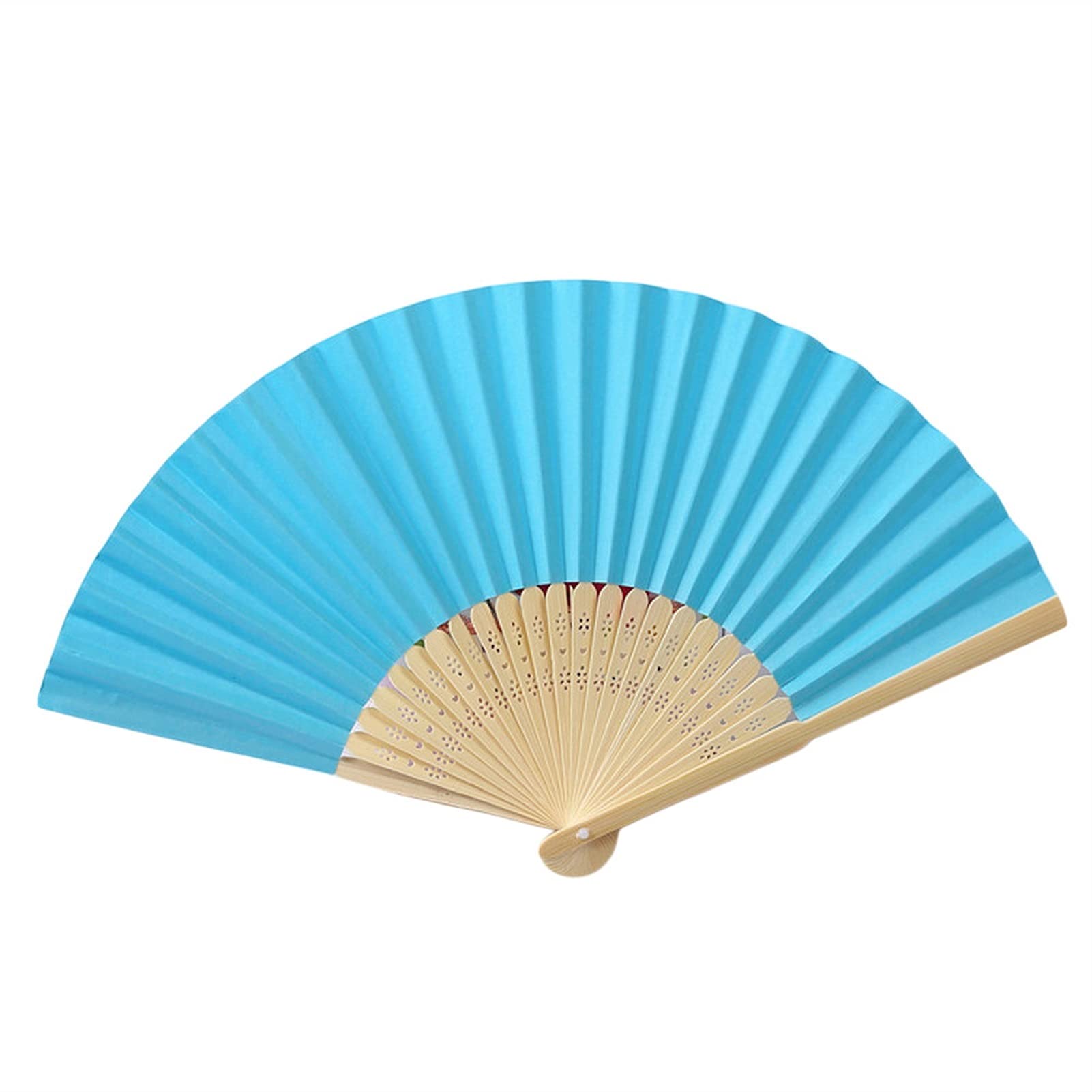 Xinbalove Hand Folding Fans Chinese Tai Chi Folding Fan Pattern Folding Dance Wedding Party Lace Silk Folding Hand Held Solid Color Fan веер ручной складной ventilador (Color : BU)