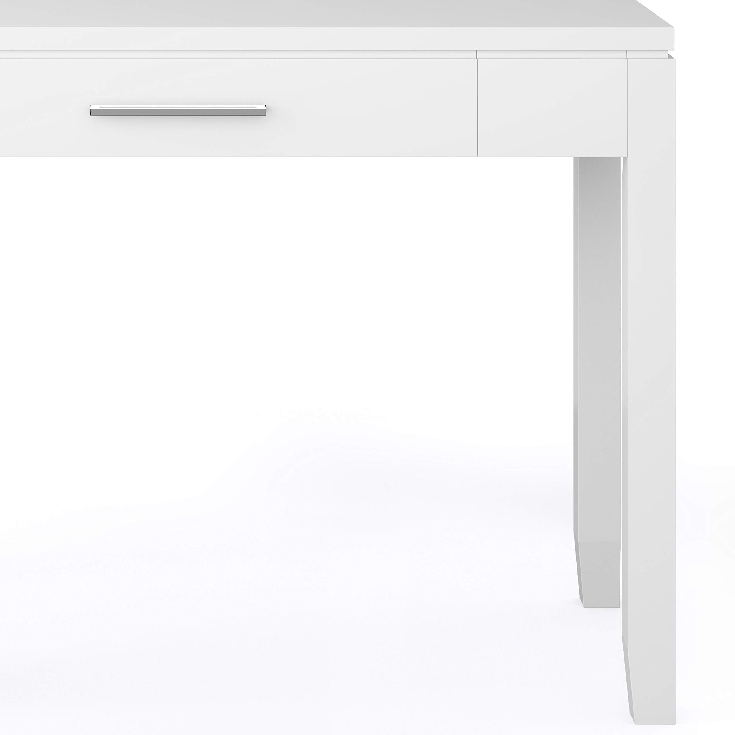 SIMPLIHOME Cosmopolitan SOLID WOOD Contemporary Modern 42 inch Wide Home Office Desk, Writing Table, Workstation, Study Table Furniture in White