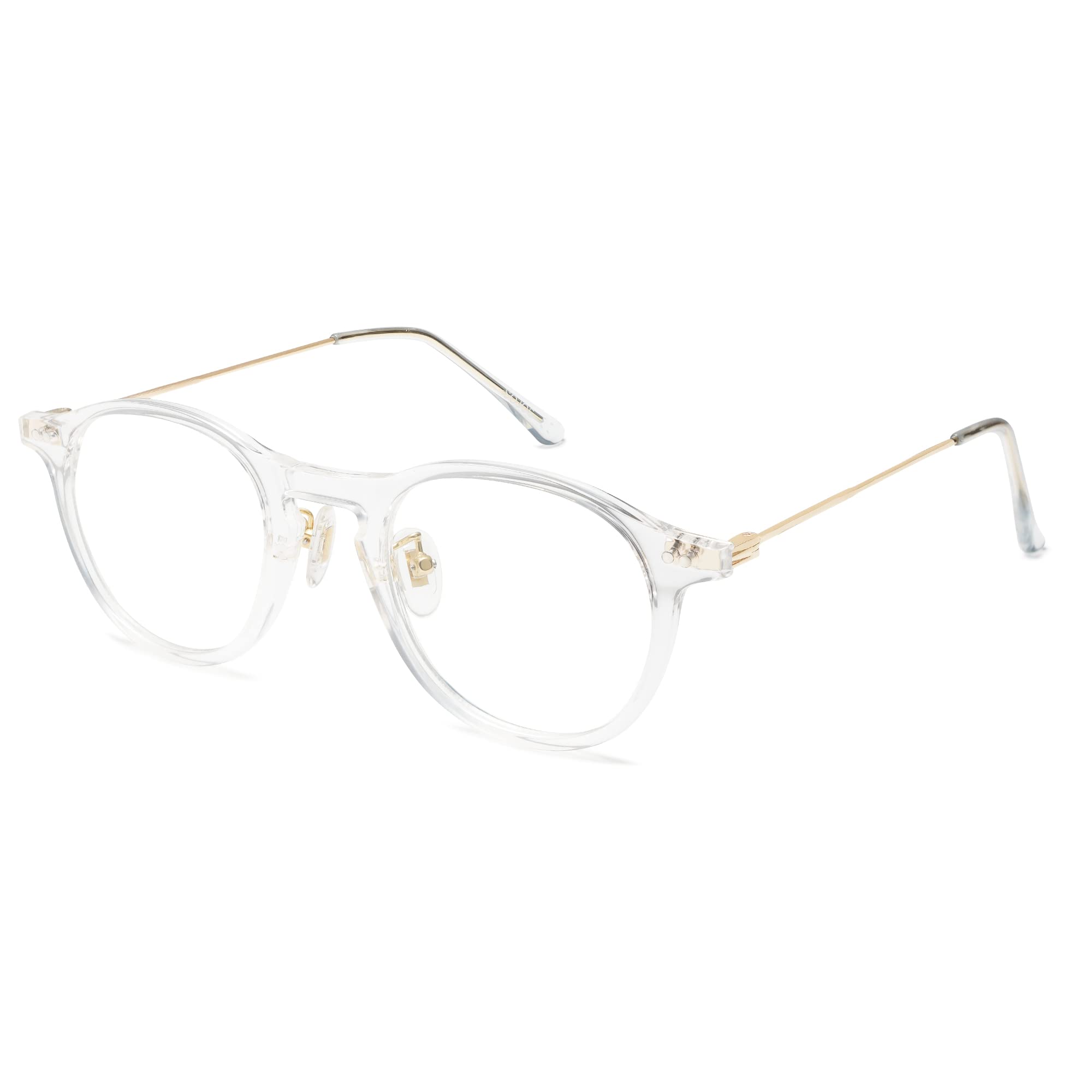 SOJOS Retro Round Blue Light Blocking Computer Glasses for Men Women Anti Blue Ray Clear Lens Glasses SJ5119 with Crystal Frame