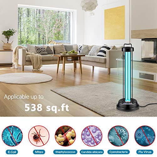 UV Germicidal Lamp Light Sanitizer with Ozone Bulb UV-C Light 46W Remote Control Timer 15 min/ 30 min / 1 Hour for Car Living Room Bedroom Household Kitchen Hotel Pet Area