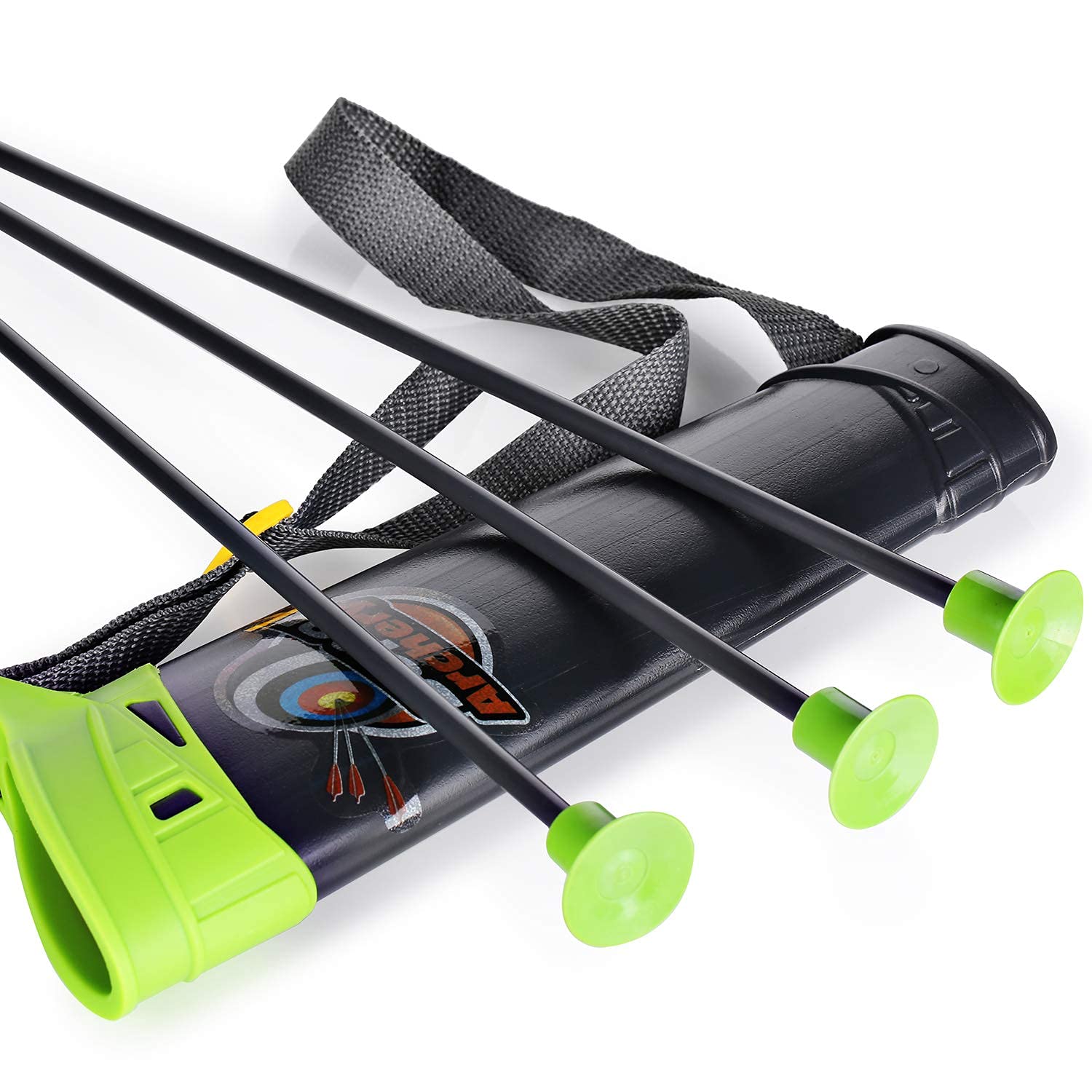 SainSmart Jr. Kids Bow and Arrows, Light Up Archery Set for Kids Outdoor Hunting Game with 5 Durable Suction Cup Arrows, Luminous Bow and Sighting Device, Green