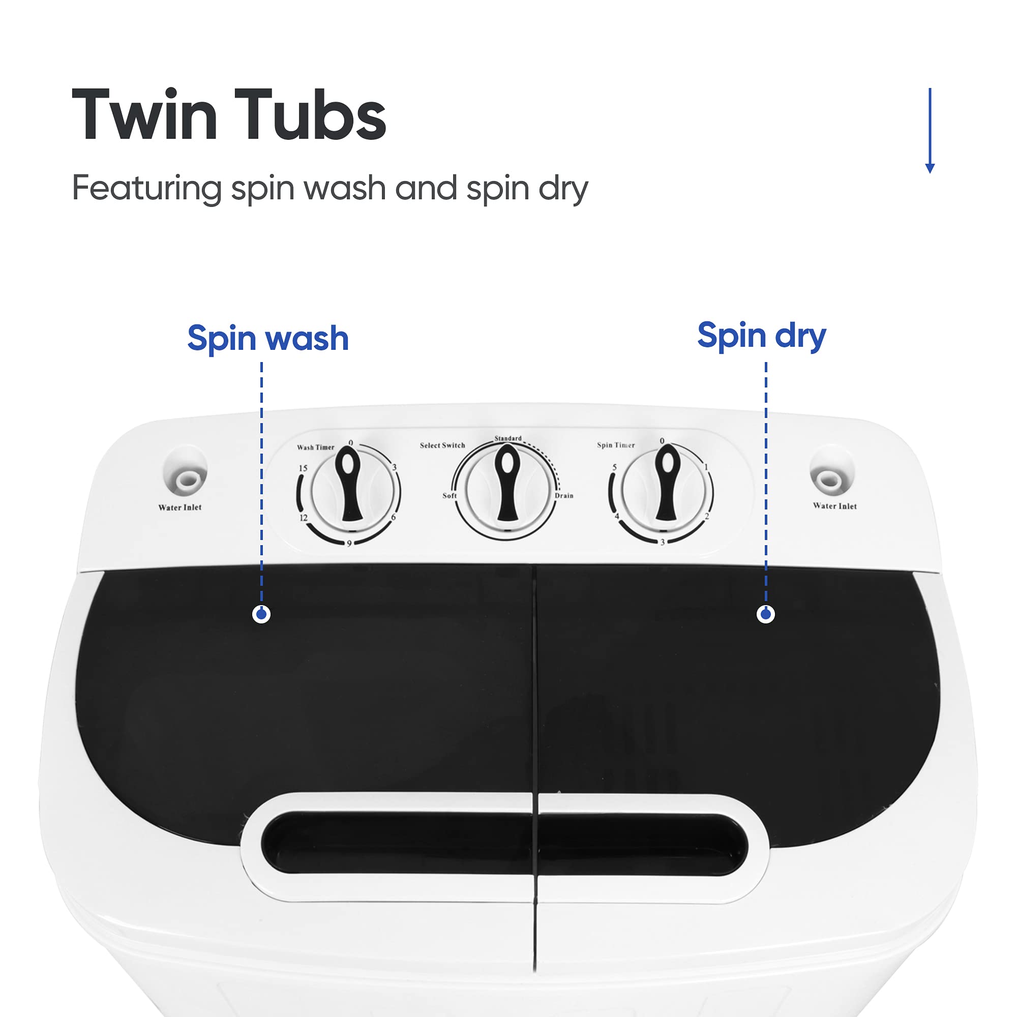 ZENY Portable Clothes Washing Machine Mini Twin Tub Washing Machine 13lbs Capacity with Spin Dryer,Compact Washer and Dryer Combo Lightweight Small Laundry Washer for Home,Apartments, Dorm Rooms,RV