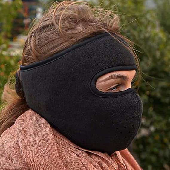 Winter Fleece Mask Warm Mask Men Women, Full Cover Face Mask Winter Bicycle Windproof Mask Breathable Face Mask (Red)