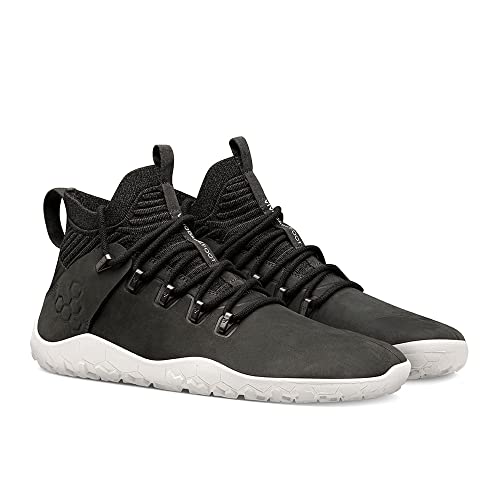 Vivobarefoot Magna FG, Mens Leather and Wool Hiking Trainers with Barefoot Sole Black