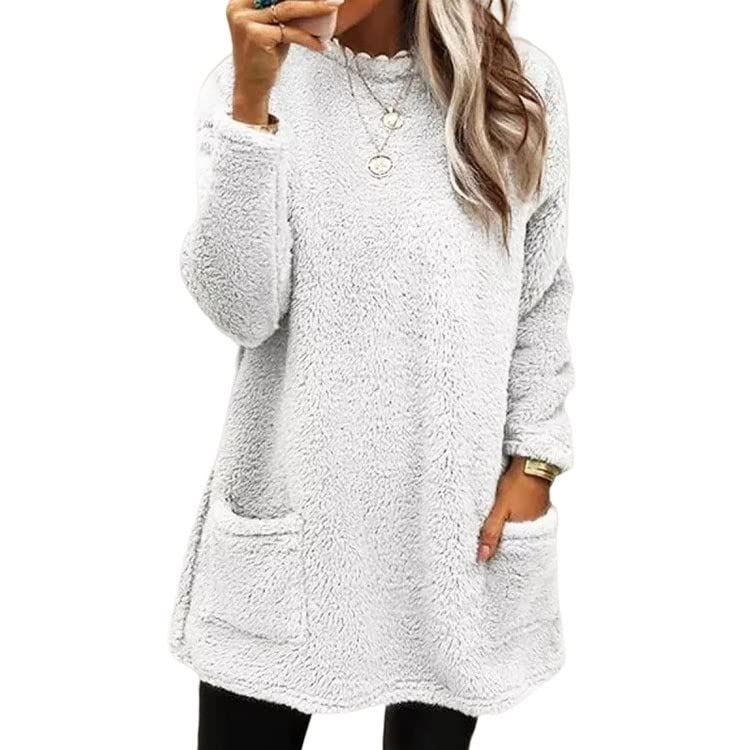 Womens Spring and Autumn Fashion Sweatshirt Solid Colour V Neck Loose Casual Pullover Long Sleeve Tops
