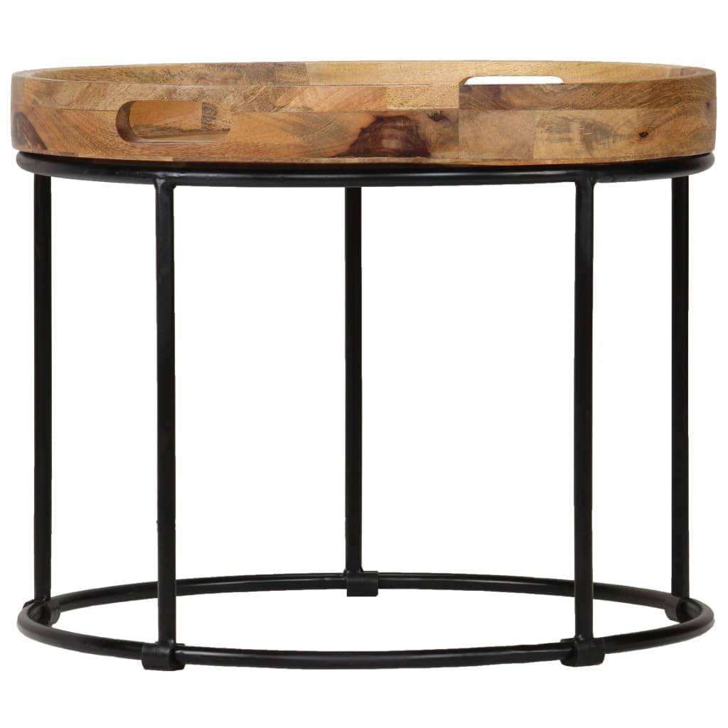 QJBSAVVA Coffee Table Solid Mange Wood and Steel 19.7"x15.7",Entrance Table Tray Tables Center Table Low Table Suitable for Meeting Rooms, Reception Rooms, Offices
