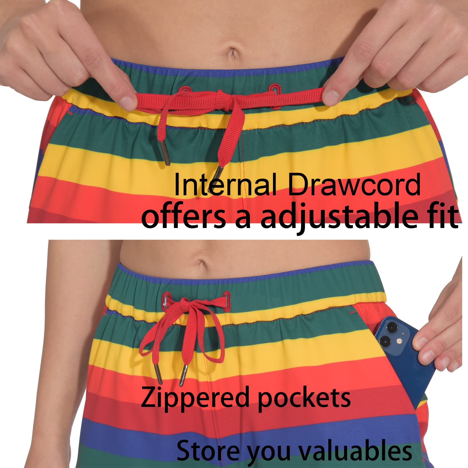 Womens Summer Athletic Workout Sweatpants Running Yoga Lounge Shorts Rainbow S