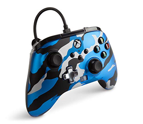 PowerA Enhanced Wired Controller for Xbox Series X|S - Metallic Blue Camo, gamepad, wired video game controller, gaming controller, Officially Licensed for Xbox