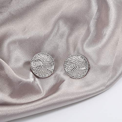 TONLUYAX Silver-Tone Clip on Earrings for Women Not Pierced Big Hammered Texture Disc Clip Earrings
