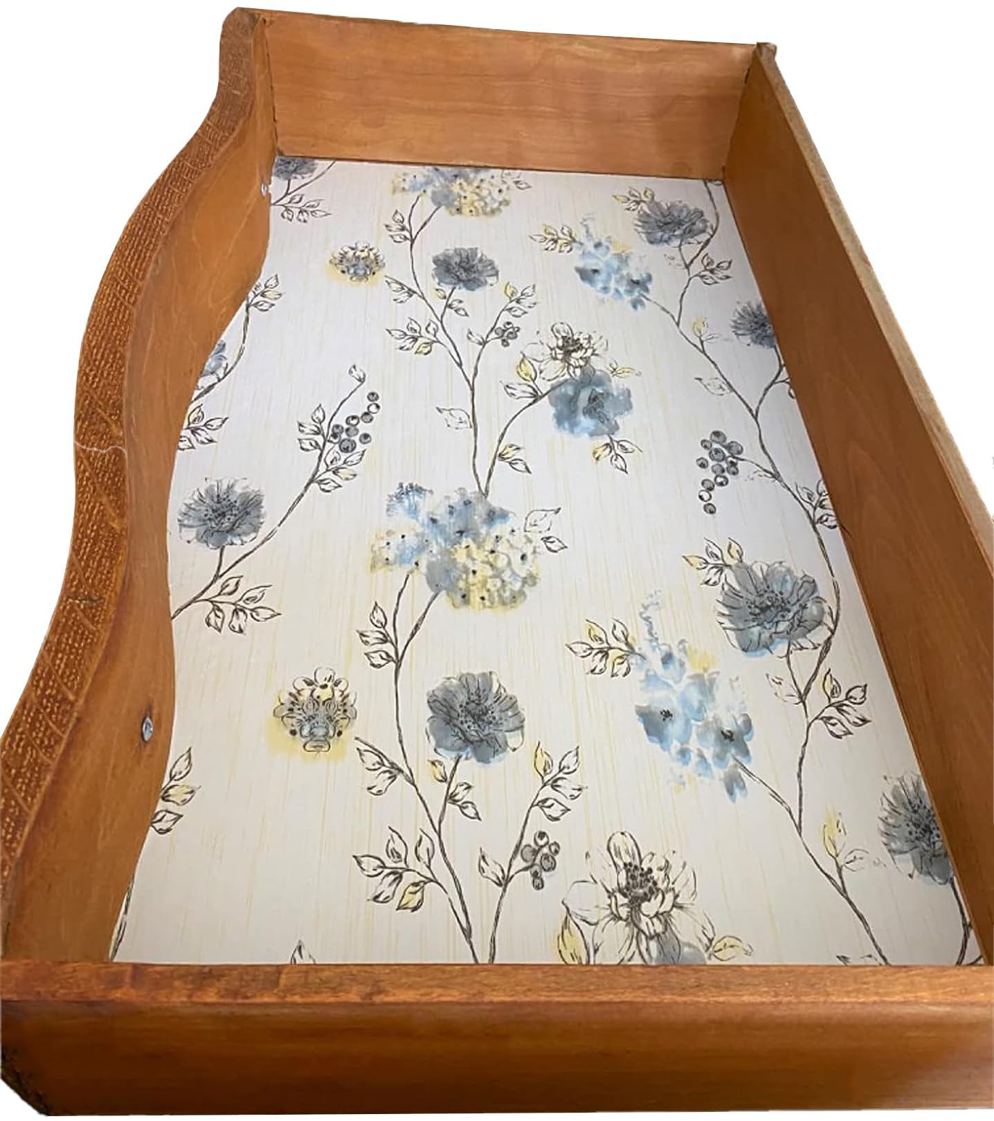 Simplemiuji Ink Blue Flower Self Adhesive Wallpaper Drawer and Shelf Liner for Kitchen Cabinets Cover Furniture Door Decorative Stickers 17.7 Inch by 100 Inch