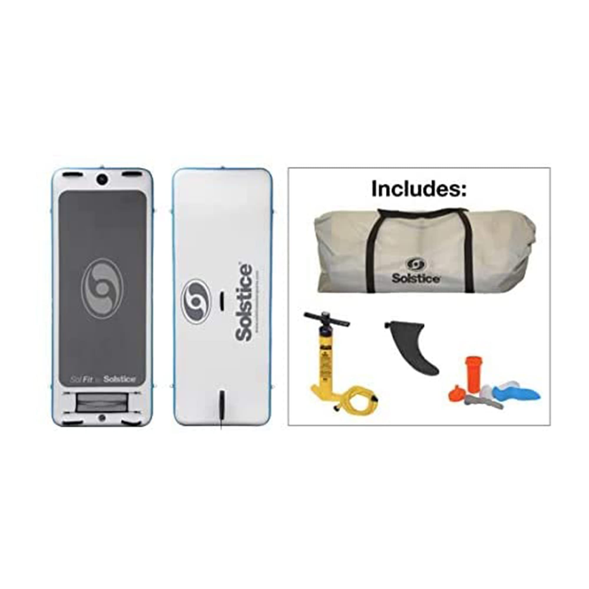 Solstice SolFit 94" x 36" Inflatable Stand Up Paddle Board Aquatic Yoga Fitness Mat with Camera Front Mount, FCS Fin Box, and Duffel Bag
