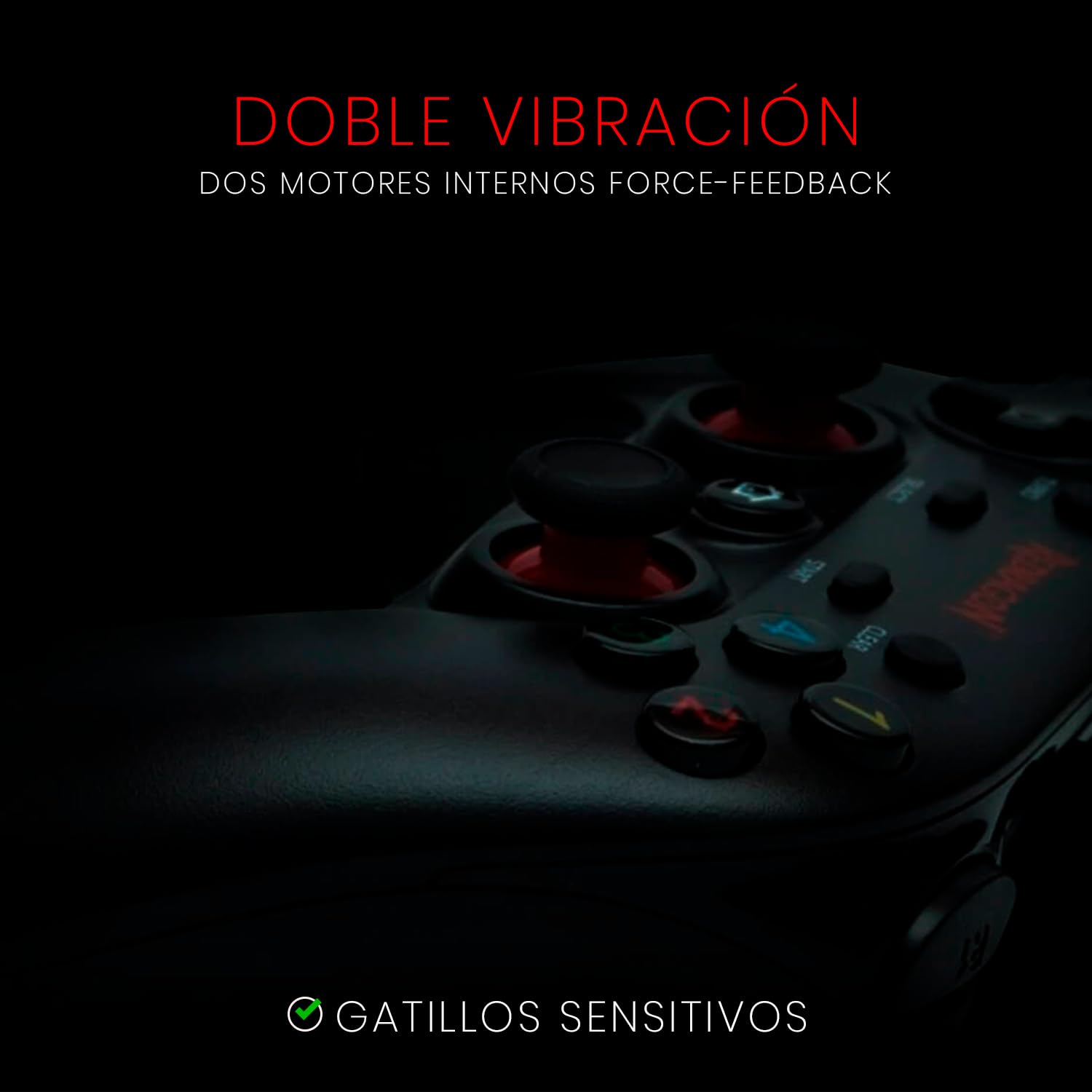 Redragon G807 Gamepad, PC Game Controller, Joystick with Dual Vibration, Saturn, for Windows PC, PS3, Playstation, Android, Xbox 360 (Black, Wired)