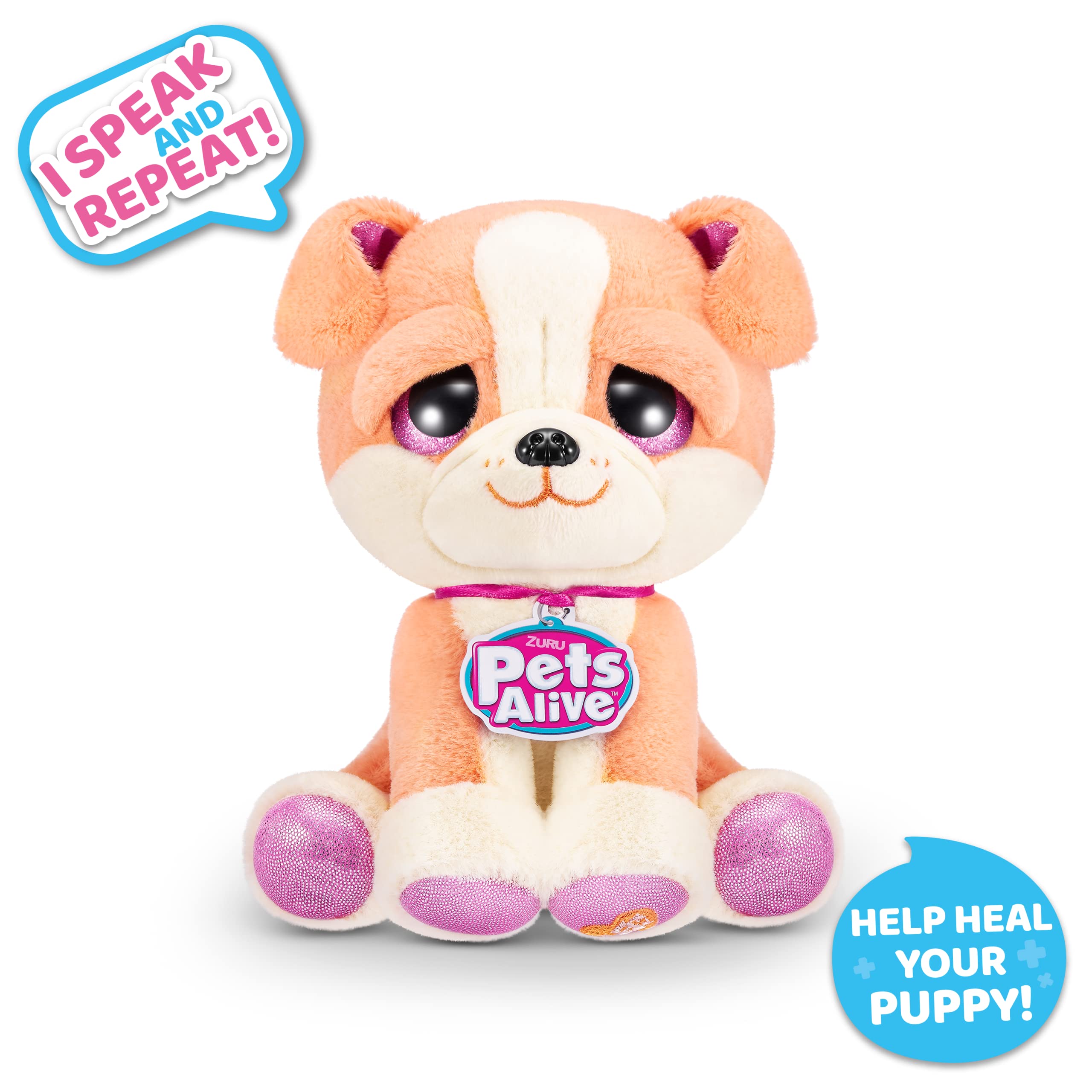 Pets Alive Pet Shop Surprise S3 Puppy Rescue (Bull Dog) by ZURU Surprise Puppy Plush, Ultra Soft Plushies, Compound Surprises Inside, Interactive Toy Pets, Electronic Speak and Repeat