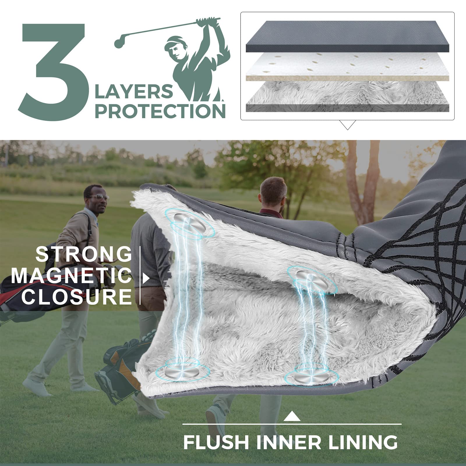 Studio Crafted Milled Putter Face Blade Golf Headcover Magnetic Closure for Scotty Newport Taylormade Spider Odyssey 2 Ball