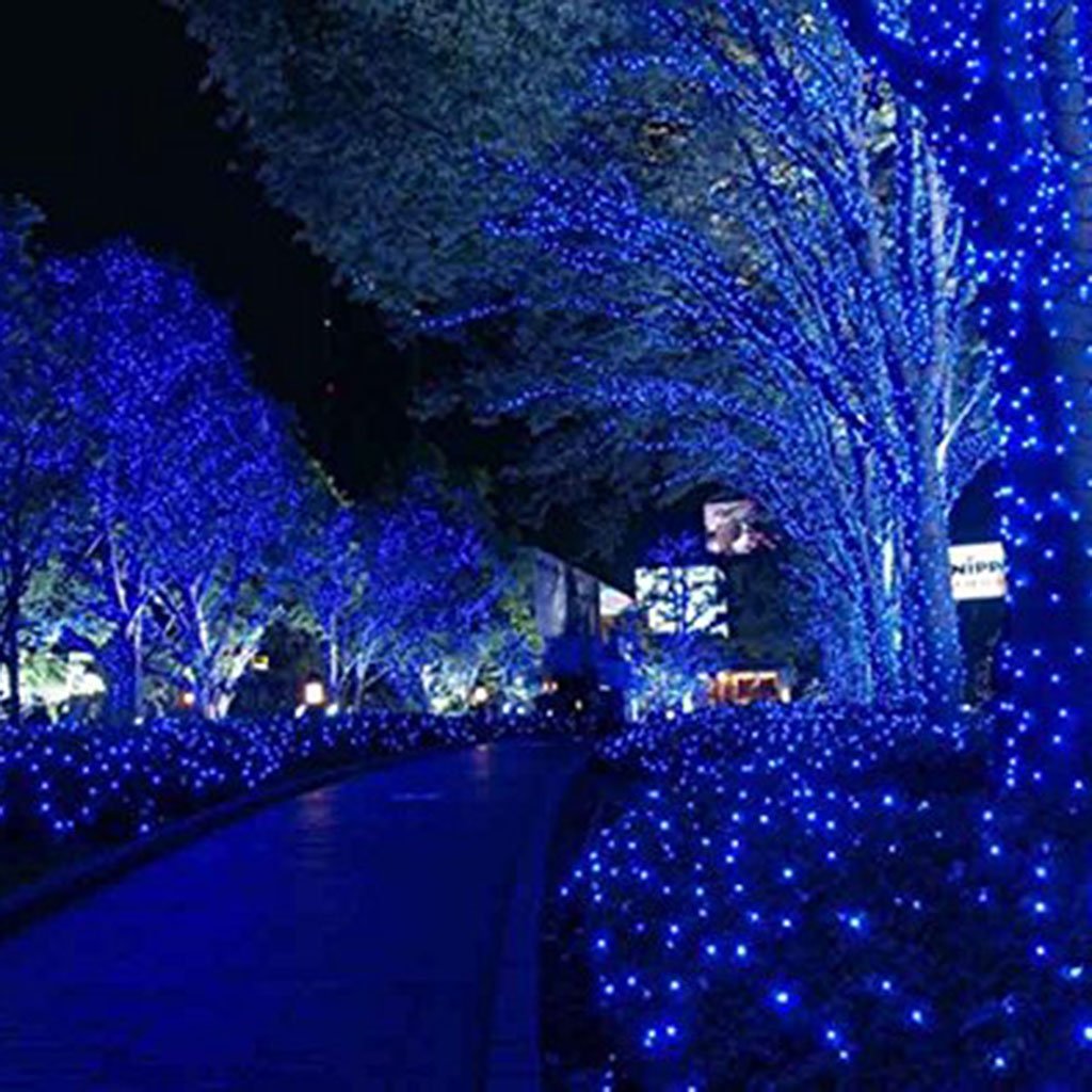Solar String Lights 105ft 300 LED 8 Modes Solar Powered Led String Lights Waterproof Decorative String Lights for Patio, Garden, Home, Wedding, Party, Xmas(Blue)