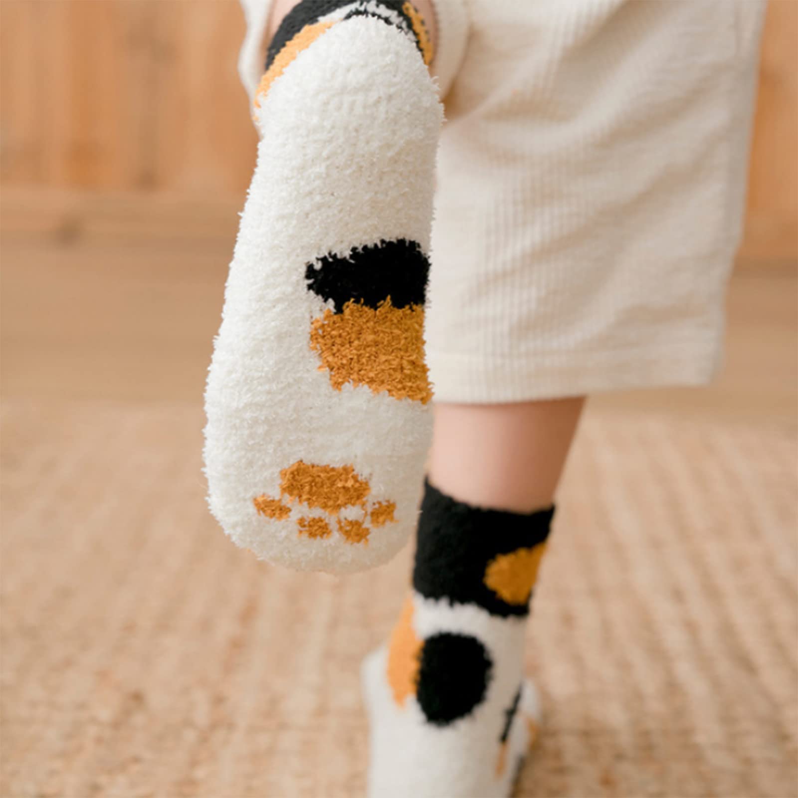 vljsfkh Cat Paw Socks, 2/6Pairs Cat Claw Socks, Cute Socks for Women, Cartoon Thickened Cat Paw Floor Socks