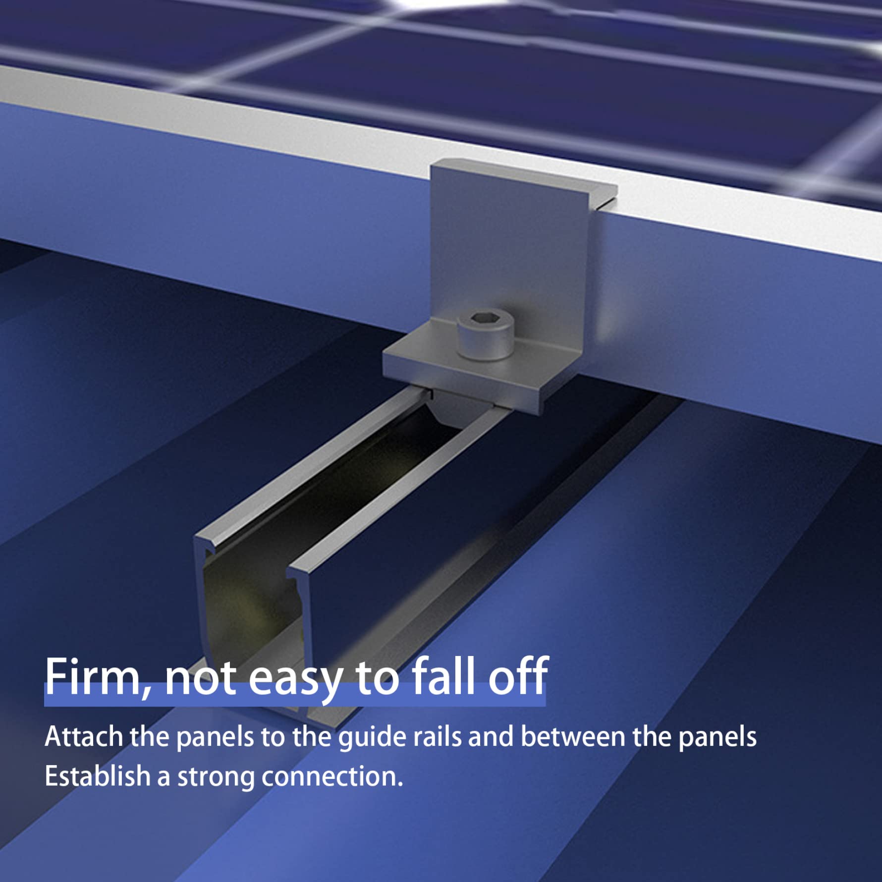Solar Wind Power Parts Accessories Solar Panel Bracket Kit Solar Module End Clamp Solar Panel Mounting Rail Photovoltaic Mounting Rail 8Pcs