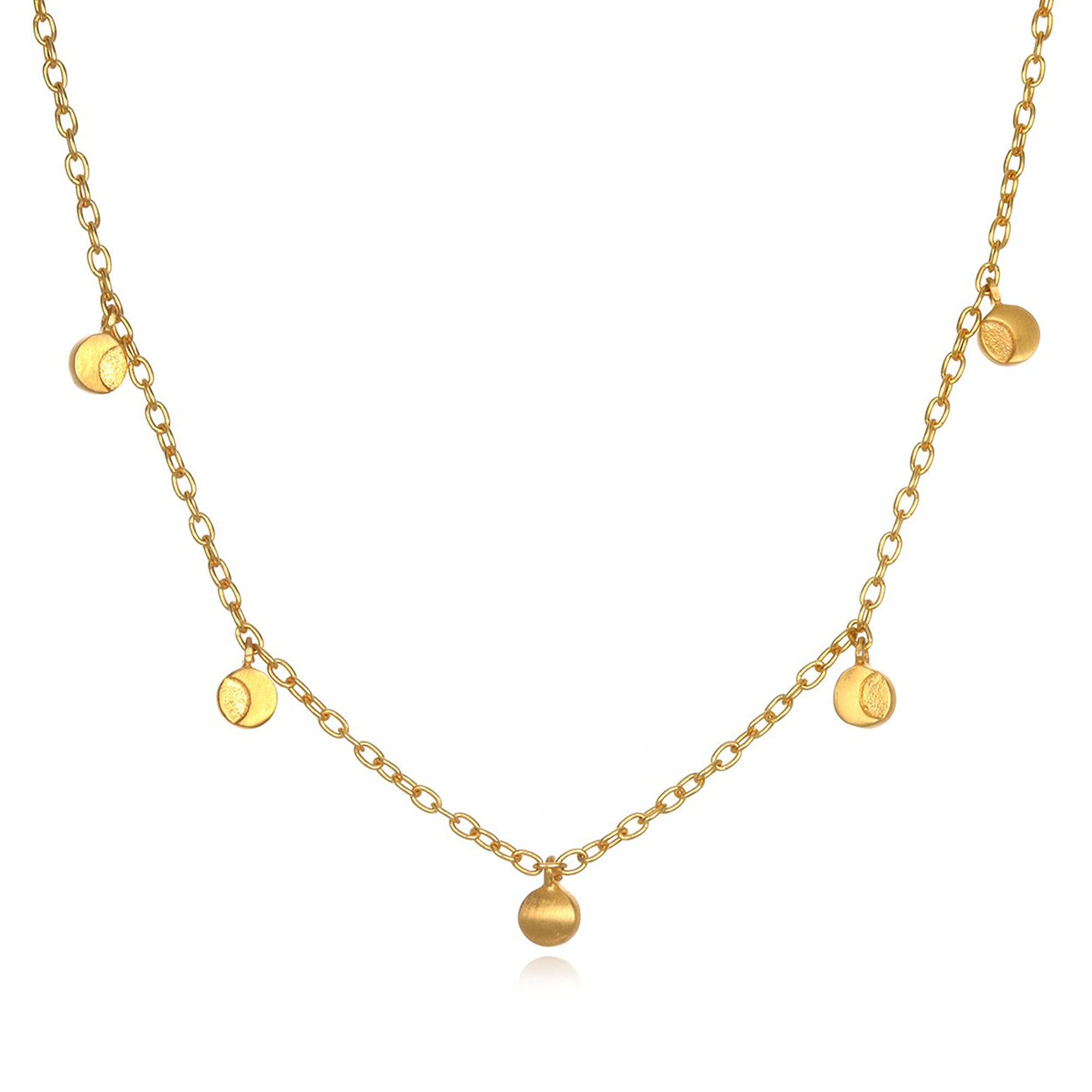 Satya Jewelry 18K Yellow Gold Plated Moon Phase Choker Women's Necklace, 14" with 2" Extension