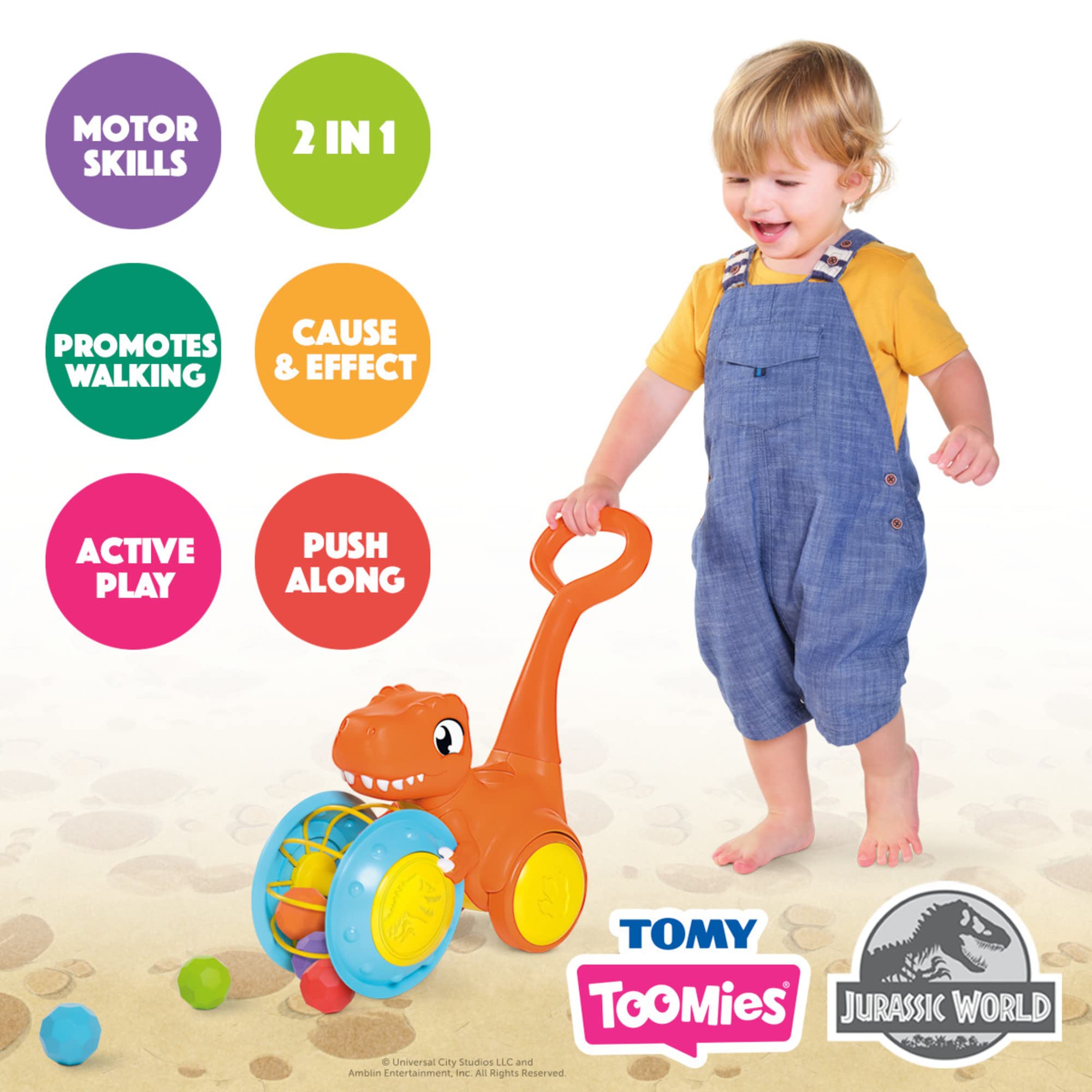 Toomies Jurassic World Chase & Roll Raptors – Dinosaur Toys for Developmental Play – 12m+