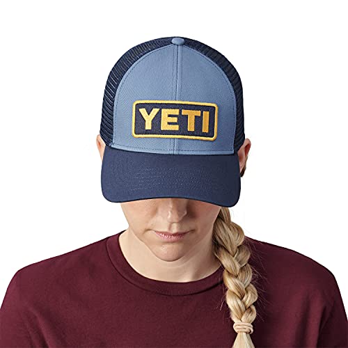 YETI Logo Badge Low Profile Trucker Hat, Navy/Yellow