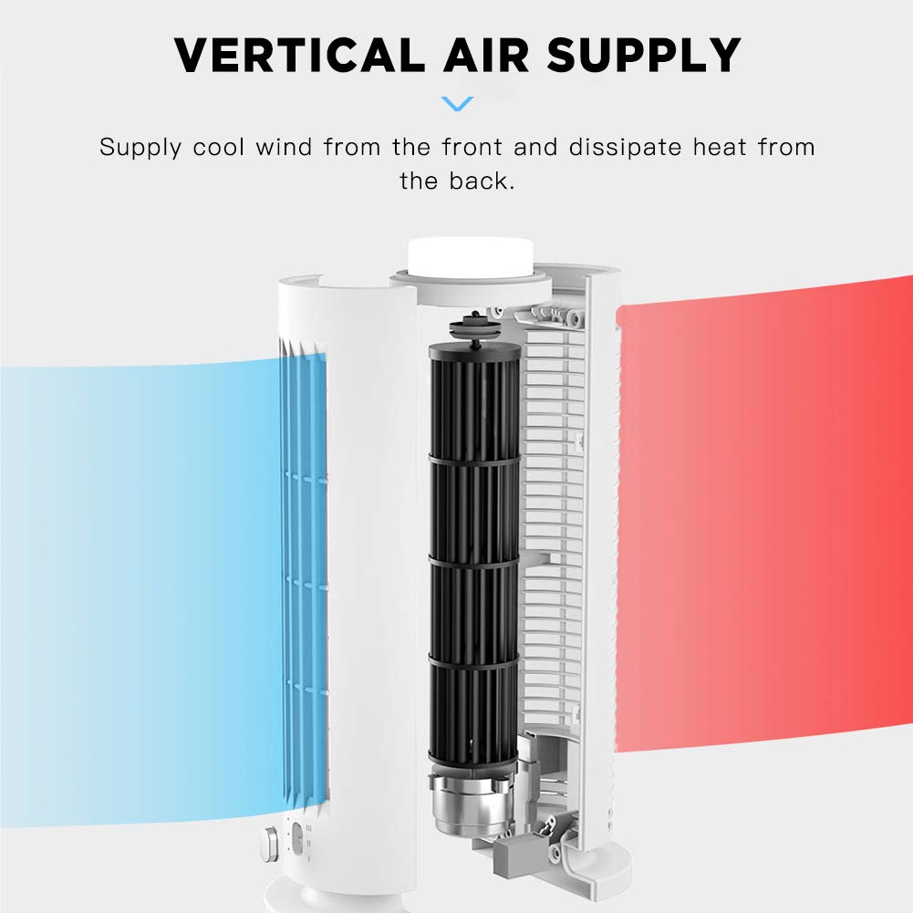 Small Quiet Tower Fan with Tricolor Adjustable Night Lamp, Personal USB Desk Fan, Cooling Fan with Turbine Technology, Mini Portable Tabletop Fan for Bedroom Office Home, 3 Settings, HFT2007