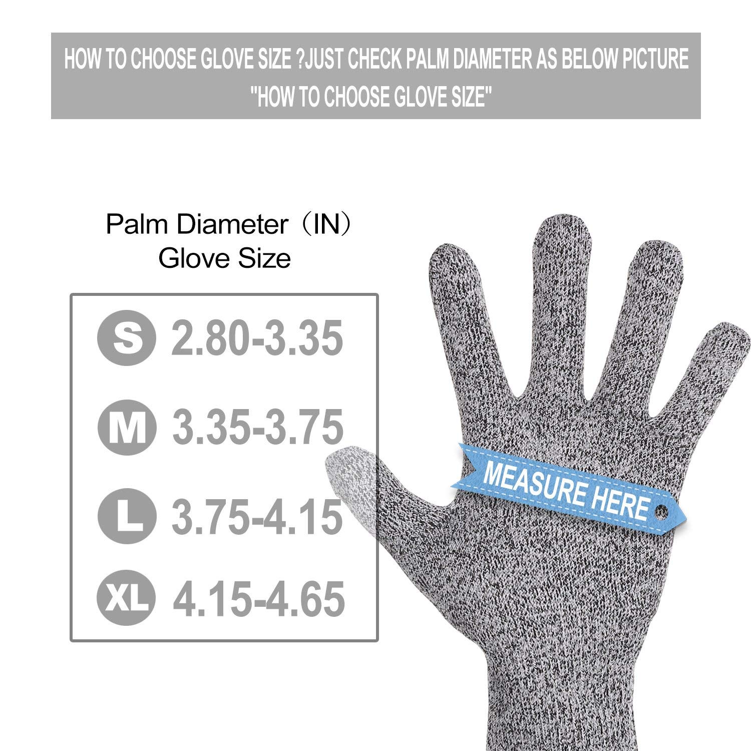 SZYIKUER Cut Resistant Gloves Food Grade Level 5 Hand Protection,Kitchen Cut Gloves (Medium(palm Diameter 3.35-3.75inch))