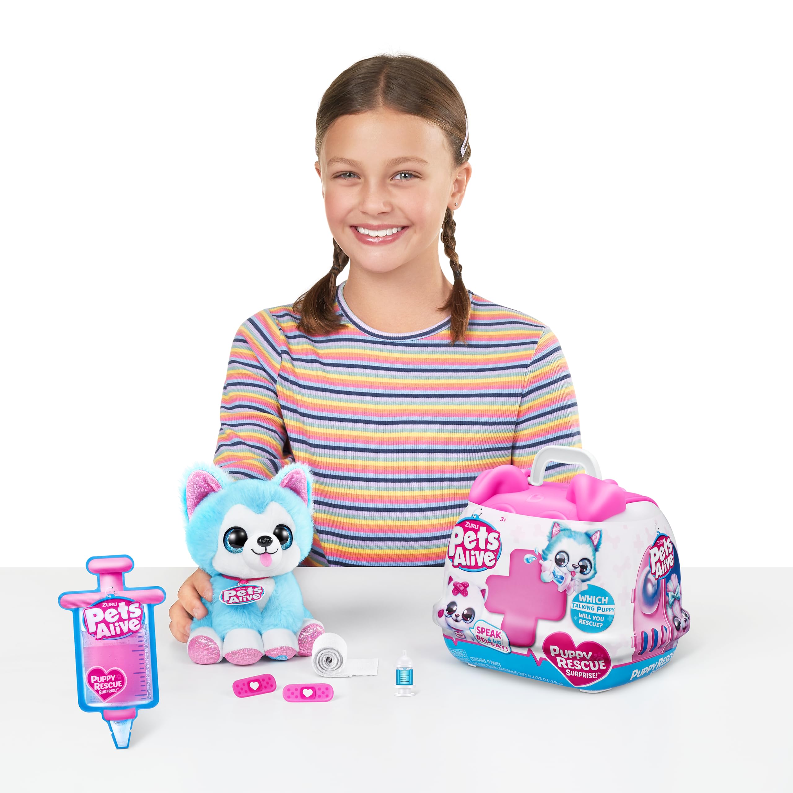 Pets Alive Pet Shop Surprise S3 Puppy Rescue (Bull Dog) by ZURU Surprise Puppy Plush, Ultra Soft Plushies, Compound Surprises Inside, Interactive Toy Pets, Electronic Speak and Repeat