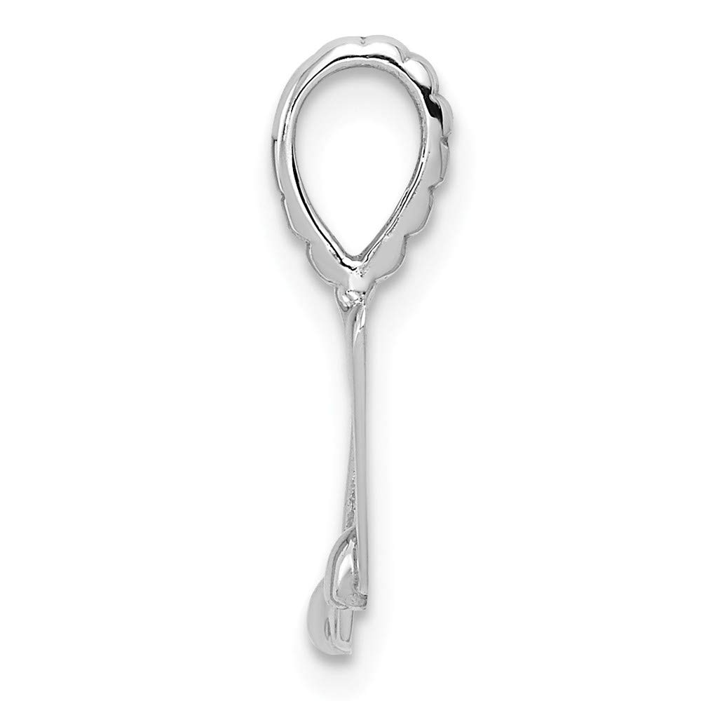 Solid 14k White Gold Musical Note Pendant Charm - 17mm x 8mm