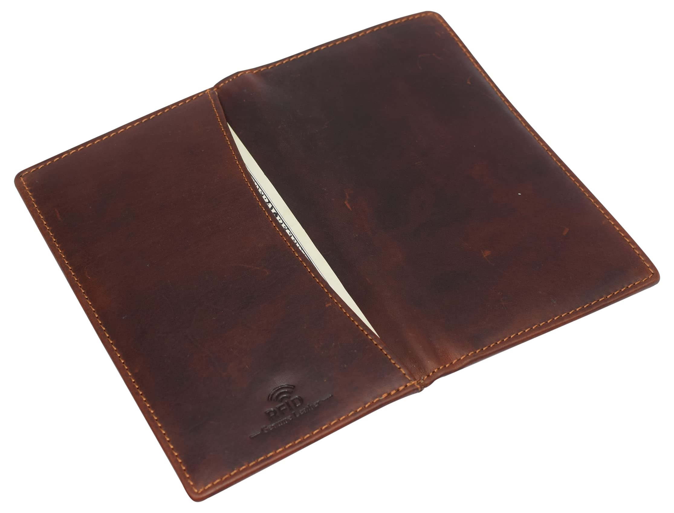 Swiss Marshall RFID Blocking Bifold Genuine Leather Credit Card ID Holder Long Wallet (Cazoro Brown)