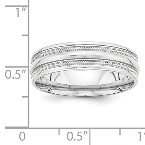 Solid 14k White Gold Comfort Fit Double Milgrain Wedding Band Ring Size 9